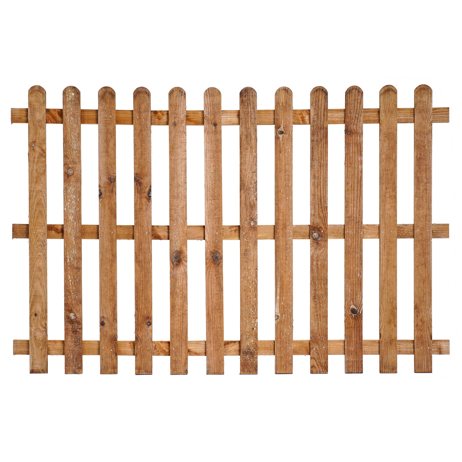 Picket Fence Panel Round Top - Pressure Treated Brown