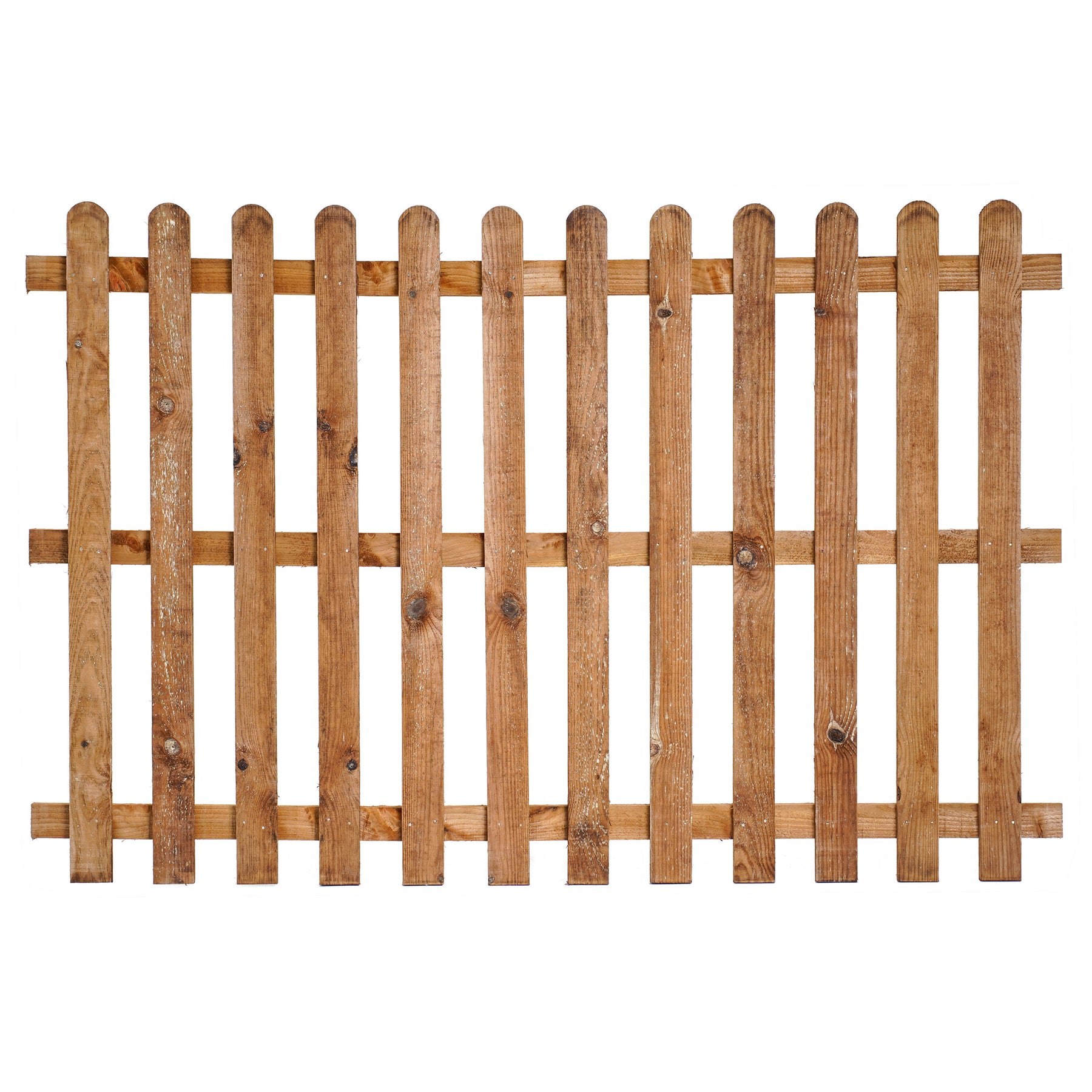 Picket Fence Panel Round Top - Pressure Treated Brown