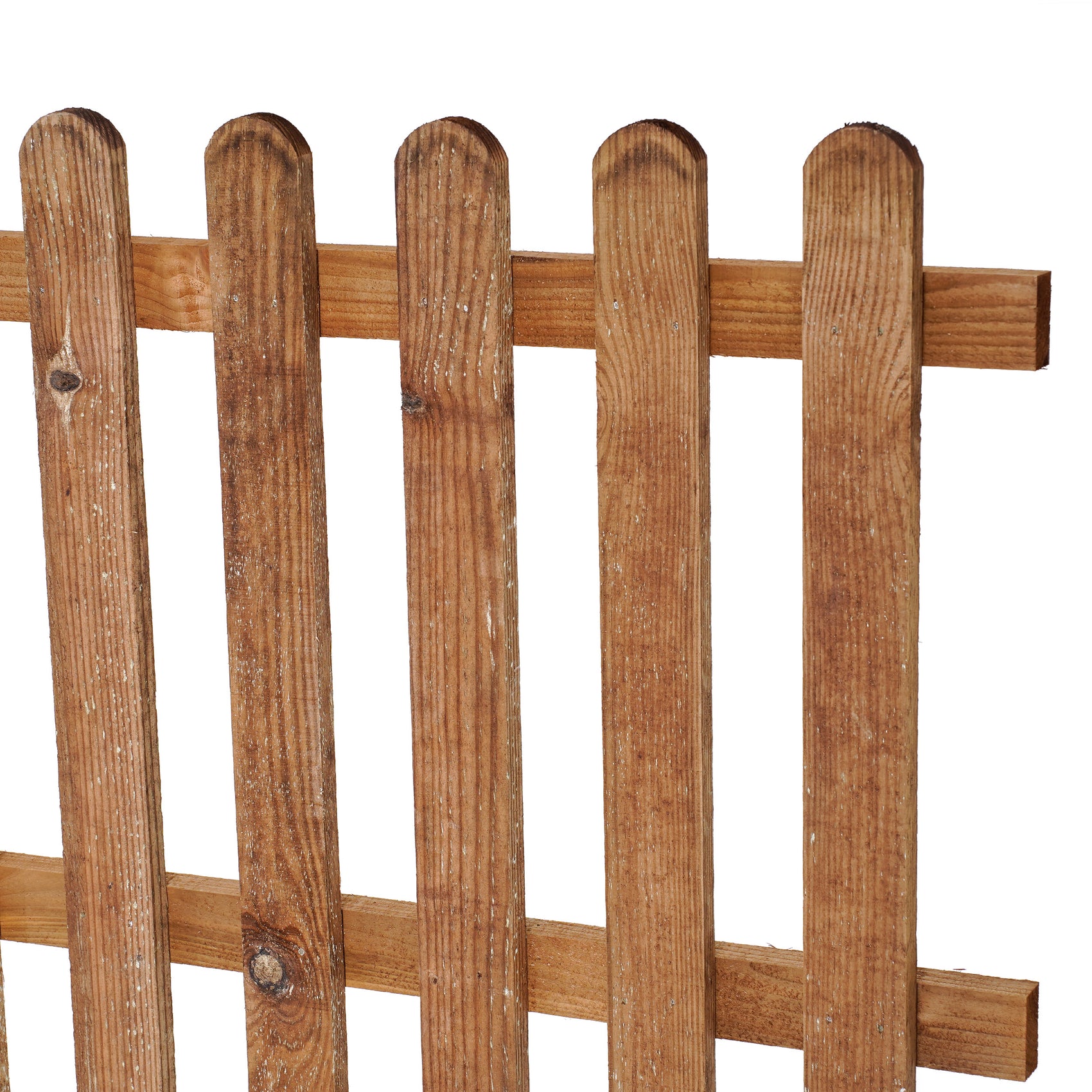 Picket Fence Panel Round Top - Pressure Treated Brown