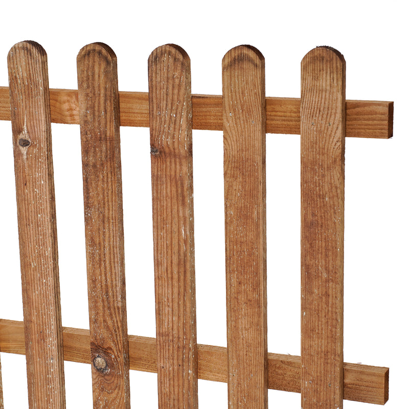 Picket Fence Panel Round Top - Pressure Treated Brown